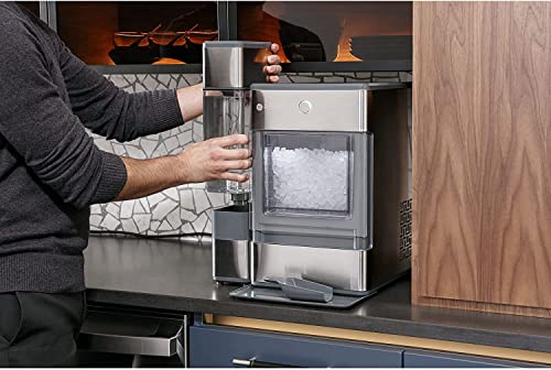 GE Profile Opal | Countertop Nugget Ice Maker with Side Tank | Portable Ice Machine with Bluetooth Connectivity | Smart Home Kitchen Essentials | Stainless Steel Finish | Up to 24 lbs. of Ice Per Day