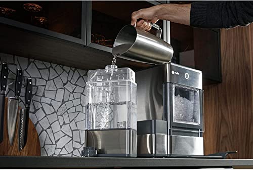 GE Profile Opal | Countertop Nugget Ice Maker with Side Tank | Portable Ice Machine with Bluetooth Connectivity | Smart Home Kitchen Essentials | Stainless Steel Finish | Up to 24 lbs. of Ice Per Day