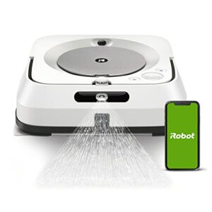 irobot braava jet m6 (6110) ultimate robot mop- wi-fi connected, precision jet spray, smart mapping, works with alexa, ideal for multiple rooms, recharges and resumes, white