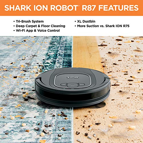 Shark ION Robot Vacuum RV871 with Wi-Fi and Voice Control, 0.6 qt, Black