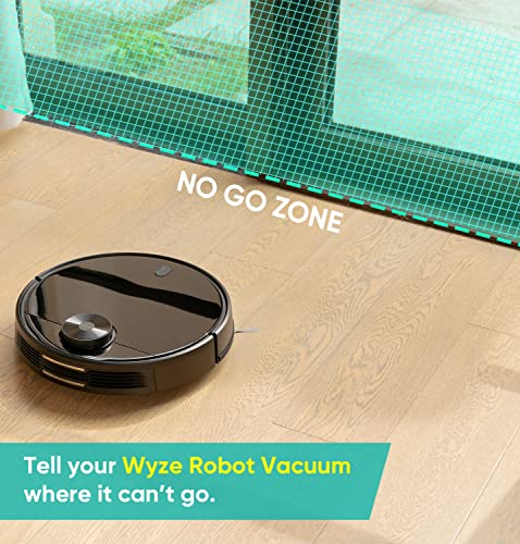 WYZE Lidar Mapping Robot Vacuum, Avoids Obstacles, Wi-Fi Connected, 110min Runtime, Works with Alexa, Multi-Surface Cleaning, Black