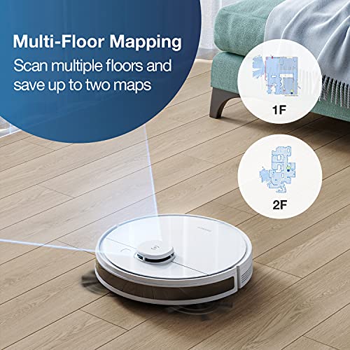 ECOVACS Deebot OZMO N7 Robot Vacuum and Mop Cleaner, Laser Navigation, Lidar-Assisted Object Avoidance, 2300Pa Suction, Multi-Floor Map, Selective Room Cleaning, No-go Zones and No-mop Zones (White)