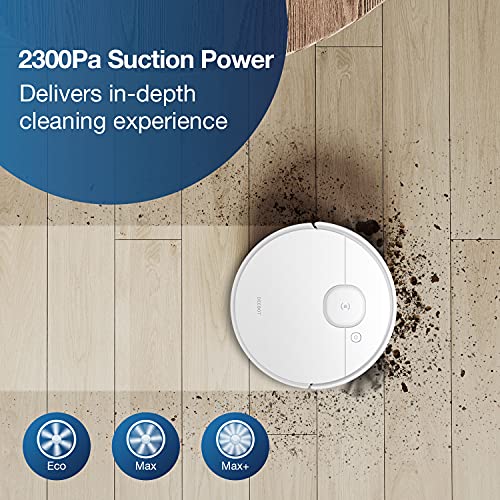 ECOVACS Deebot OZMO N7 Robot Vacuum and Mop Cleaner, Laser Navigation, Lidar-Assisted Object Avoidance, 2300Pa Suction, Multi-Floor Map, Selective Room Cleaning, No-go Zones and No-mop Zones (White)