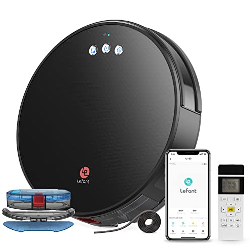 Lefant Robot Vacuum and Mop, Robotic Vacuum Cleaner with 3200Pa Suction, Smart Navigation, 150 Mins Runtime, Works with Alexa and Google Assistant, Self-Charging, Ideal for Pet Hair,Floor,Carpet（U180）