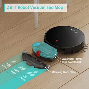 Lefant Robot Vacuum and Mop, Robotic Vacuum Cleaner with 3200Pa Suction, Smart Navigation, 150 Mins Runtime, Works with Alexa and Google Assistant, Self-Charging, Ideal for Pet Hair,Floor,Carpet（U180）