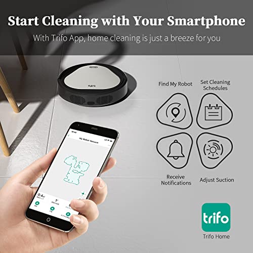 Trifo Robot Vacuum Cleaner, Emma Pet Model, 4000Pa Suction Power, 110min Runtime, Hair-Free Extractor Brush, Self-Charging & 2.4GHz WiFi, Edge Cleaning, Anti-Fall Sensors, Ideal for Pets