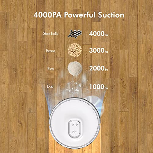 Neabot Q11 Robot Vacuum and Mop, 4000Pa Strong Suction Self Emptying Robotic Vacuum, Wi-Fi / Bluetooth Connectivity, APP & Alexa Control, Multi Floor Mapping, Ideal for Pet Hair, Hard Floor and Carpet