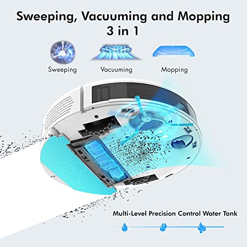 Neabot Q11 Robot Vacuum and Mop, 4000Pa Strong Suction Self Emptying Robotic Vacuum, Wi-Fi / Bluetooth Connectivity, APP & Alexa Control, Multi Floor Mapping, Ideal for Pet Hair, Hard Floor and Carpet