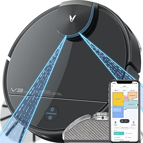 VIOMI V3 Max Robot Vacuum and Mop Combo with Smart Mapping Technology, 2700Pa Robot Vacuum Cleaner Work 300mins with Alexa/Google, Lidar Navigation Robotic Vacuums Cleaner for Pet Hair, Carpets,Floor