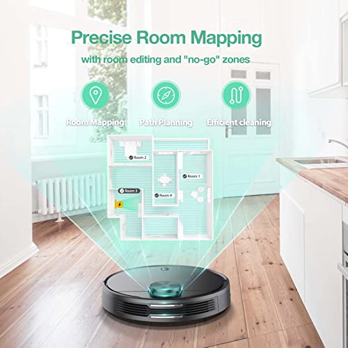 WYZE Robot Vacuum with LIDAR Mapping Technology, 2100Pa Suction, No-go Zone, Wi-Fi Connected, Self-Charging, Ideal for Pet Hair, Hard Floors and Carpets