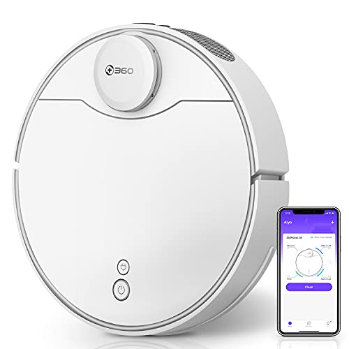 + 360 S9 Robot Vacuum and Mop, Ultrasonic & LiDAR Dual-Eye, Laser Mapping, 2650 Pa, Low Noise Design, 180 mins Running Time, Intelligent Water Tank, No-Go Zones, Compatible with Alexa