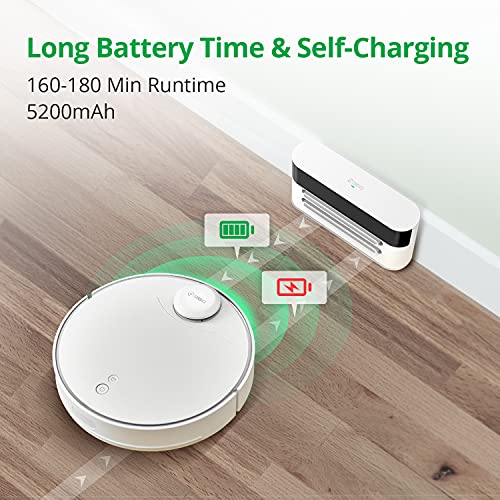 + 360 S9 Robot Vacuum and Mop, Ultrasonic & LiDAR Dual-Eye, Laser Mapping, 2650 Pa, Low Noise Design, 180 mins Running Time, Intelligent Water Tank, No-Go Zones, Compatible with Alexa