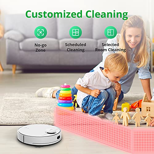 + 360 S9 Robot Vacuum and Mop, Ultrasonic & LiDAR Dual-Eye, Laser Mapping, 2650 Pa, Low Noise Design, 180 mins Running Time, Intelligent Water Tank, No-Go Zones, Compatible with Alexa