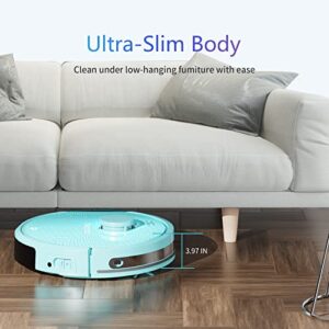 TECBOT Robot Vacuum,3000Pa Super Strong Suction,Robot Vacuum Self Emptying Charging,Remote Wi-Fi/App/Alexa Control,Quiet,Ideal for Hard Floors/Carpets,Cat Dog Pet Hair-S3 Blue