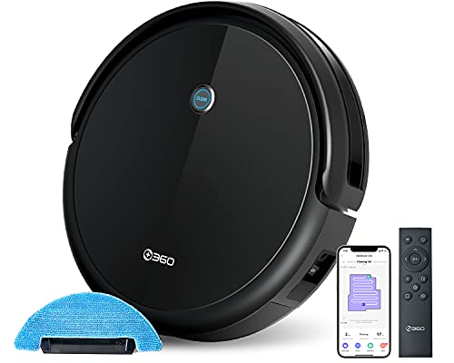 + 360 C50 Robot Vacuum Cleaner, Smart IR Remote Control, 2-in-1 Vacuum and Mop, 2600 Pa Strong Suction, 4 Cleaning Modes, Anti-Drop Sensors, Automatic Self Charging Robotic Vacuum Cleaner, Ultra-Thin