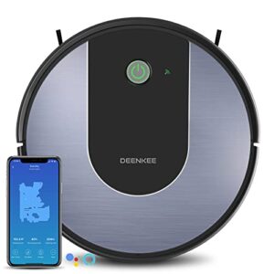 deenkee robot vacuum, wi-fi/app/alexa robot vacuum cleaner,1600 pa suction and 120 mins runtime for pet hair, hard floors,carpets (6 cleaning modes,smart navigation&sensor,self-charging,quiet &slim)