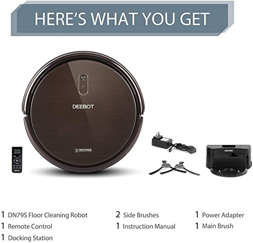 ECOVACS DEEBOT N79S Robotic Vacuum Cleaner with Max Power Suction, Upto 110 Min Runtime, Hard Floors and Carpets, Works with Alexa, App Controls, Self-Charging, Quiet