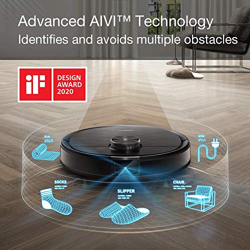 ECOVACS Deebot T8 AIVI Robot Vacuum Cleaner, Vacumming and Mopping in One-Go, Laser Mapping, Smart AI Object Recognition, On-Demand Live Video, Custom Clean, 3+ Hours of Runtime