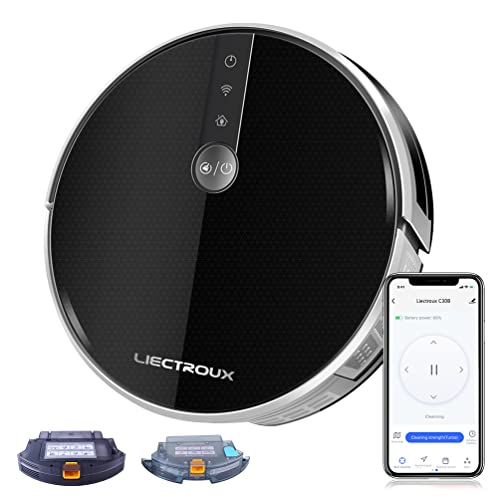 Liectroux C30B Robot Vacuum Cleaner, Smart Dynamic Navigation, Super Smart Partition, with Memory, WiFi App Control, 5000Pa Strong Suction, Smart Wet Mopping, Works with Alexa and Google Assistant