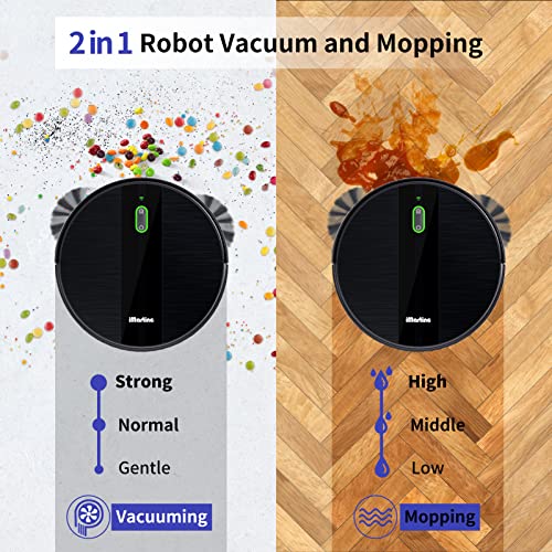 iMartine Robot Vacuum and Mop Cleaner with Boundary Strips, 2200Pa Strong Suction, Quiet, Slim, Self-Charging Robotic Vacuums, Ideal for Pet Hair, Hard Floors, Medium Pile Carpets, Works with Alexa