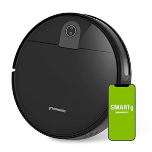 greenworks robotic vacuum grv-1010 self-charging, wi-fi connectivity, 2200pa extreme suction power, perfect for pet hair, hard floors, carpets, works with alexa