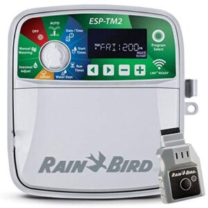 rain-bird esp-tm2 indoor outdoor irrigation wifi zone controller timer box and link lnk wifi mobile wireless smartphone upgrade module sprinkler system (12 zone)