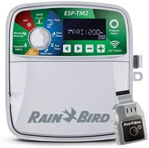 rain-bird esp-tm2 indoor outdoor irrigation wifi zone controller timer box and link lnk wifi mobile wireless smartphone upgrade module sprinkler system (8 zone)