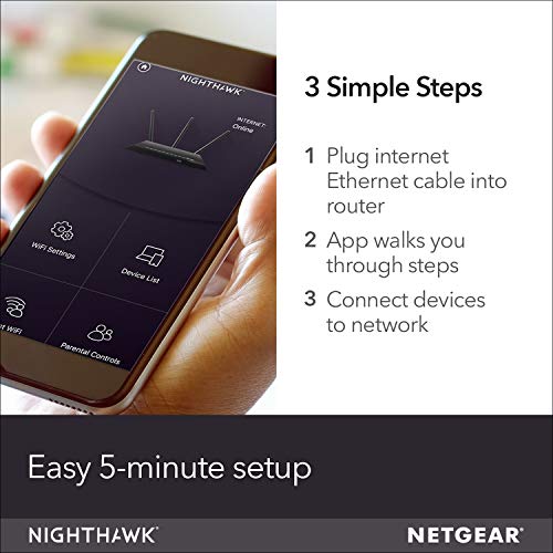 NETGEAR Nighthawk Smart Wi-Fi Router (R7000) - AC1900 Wireless Speed (Up to 1900 Mbps) | Up to 1800 Sq Ft Coverage & 30 Devices | 4 x 1G Ethernet and 2 USB ports | Armor Security