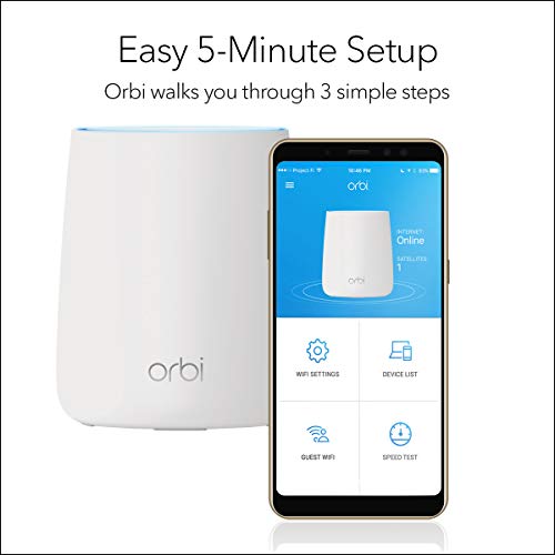 NETGEAR Orbi Tri-band Whole Home Mesh WiFi System with 2.2Gbps speed (RBK23) Router & Extender replacement covers up to 6,000 sq. ft., 3-pack includes 1 router & 2 satellites