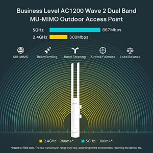 TP-Link EAP225-Outdoor | Omada AC1200 Wireless Gigabit Outdoor Access Point | Business WiFi Solution w/ Mesh Support, Seamless Roaming & MU-MIMO | PoE Powered | SDN Integrated | Cloud Access & App