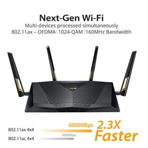 ASUS AX6000 WiFi 6 Gaming Router (RT-AX88U) - Dual Band Gigabit Wireless Router, 8 GB Ports, Gaming & Streaming, AiMesh Compatible, Included Lifetime Internet Security, Adaptive QoS, MU-MIMO