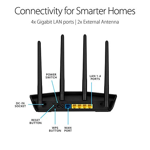 ASUS AX1800 WiFi 6 Router (RT-AX55) - Dual Band Gigabit Wireless Router, Speed & Value, Gaming & Streaming, AiMesh Compatible, Included Lifetime Internet Security, Parental Control, MU-MIMO, OFDMA