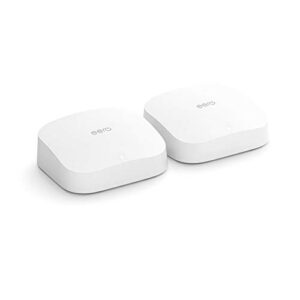 amazon eero pro 6 mesh wi-fi 6 system | fast and reliable gigabit speeds | connect 75+ devices | coverage up to 3,500 sq. ft. | 2-pack, 2020 release