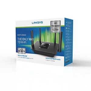 Linksys EA8300 Max-Stream: AC2200 Tri-Band Wi-Fi Router for Wireless Home Network, Uninterrupted Gaming and Streaming, MU-MIMO (Black)