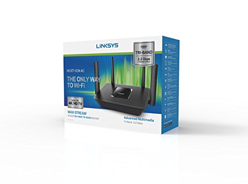 Linksys EA8300 Max-Stream: AC2200 Tri-Band Wi-Fi Router for Wireless Home Network, Uninterrupted Gaming and Streaming, MU-MIMO (Black)