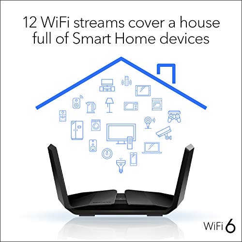 NETGEAR Nighthawk WiFi 6 Router (RAX120) 12-Stream Dual-Band Gigabit Router, AX6000 Wireless Speed (Up to 6 Gbps), Coverage Up to 3,500 sq.ft. and 30 Devices