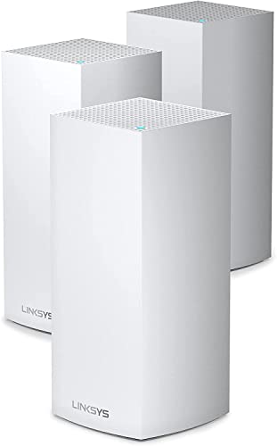 Linksys MX12600 Velop Intelligent Mesh WiFi 6 System: AX4200, Tri-Band Wireless Network for Full-Speed Home Coverage, 8,100 sq ft (White, 3-Pack)