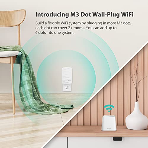 Meshforce M3 Mesh WiFi System, Mesh Router for Wireless Internet, Up to 4500 sq.ft （6+ Rooms） Whole Home Coverage, WiFi Router Replacement, Parental Control, Plug-in Design (1 WiFi Point & 2 Dots)