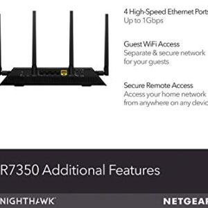 NETGEAR Nighthawk R7350 AC2400 Router: Fast Beamforming Wi-Fi for Gaming, 4K UHD Streaming. 2400Mbps, 2500 Sq Ft, QoS, Dual Core, 2.4 + 5GHz, 5 x GIGABIT + USB 3.0 Port, Smart WiFi Router R7350-NAS