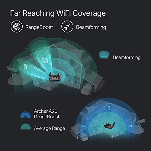 TP-Link AC4000 Tri-Band WiFi Router (Archer A20) -MU-MIMO, VPN Server, 1.8GHz CPU, Gigabit Ports, Beamforming, Link Aggregation