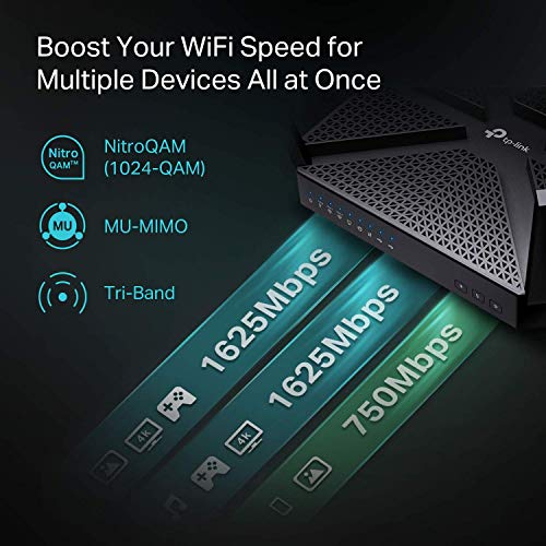 TP-Link AC4000 Tri-Band WiFi Router (Archer A20) -MU-MIMO, VPN Server, 1.8GHz CPU, Gigabit Ports, Beamforming, Link Aggregation