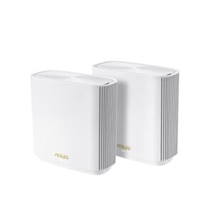 asus zenwifi whole-home tri-band mesh wifi 6e system (et8 2pk), coverage up to 5,500 sq.ft & 6+rooms, 6600mbps, new 6ghz band, aimesh,instant guard