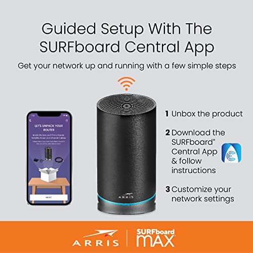 ARRIS SURFboard mAX W130 Tri-Band Mesh Wi-Fi 6 System | AX7800 Wi-Fi Speeds up to 7.8 Gbps | Coverage 6,000 sq ft | 4.8 Gbps Backhaul | Four 1 Gbps Ports per Node | Alexa Support | 2 Year Warranty