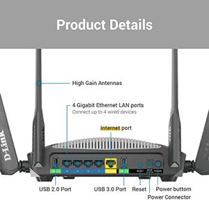 D-Link WiFi Router AC3000, Smart, Mesh (DIR-3040)