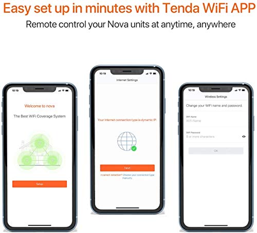 Tenda NOVA Mw5S(2-Pack) Wall-Plug Whole Home Mesh WiFi System, Coverage Up to 2, 500 Sq. Ft, Plug and Play, Router/WiFi Extender Replacement, Gigabit Connection to Your Cable Modem