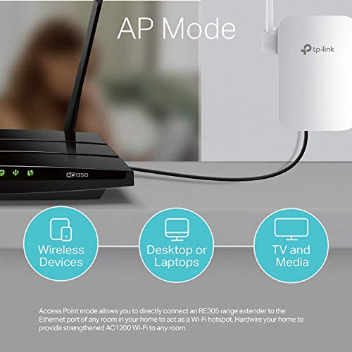 tp-link | AC1200 Wifi Extender | Up to 1200Mbps | Dual Band Range Extender, Extends Internet Wifi to Smart Home & Alexa Devices (RE305) (Renewed)