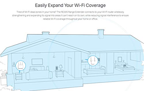 tp-link | AC1200 Wifi Extender | Up to 1200Mbps | Dual Band Range Extender, Extends Internet Wifi to Smart Home & Alexa Devices (RE305) (Renewed)