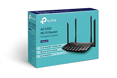 TP-Link AC1200 Gigabit WiFi Router (Archer A6) - 5GHz Dual Band Mu-MIMO Wireless Internet Router, Supports Guest WiFi and AP mode, Long Range Coverage