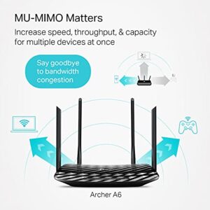 TP-Link AC1200 Gigabit WiFi Router (Archer A6) - 5GHz Dual Band Mu-MIMO Wireless Internet Router, Supports Guest WiFi and AP mode, Long Range Coverage