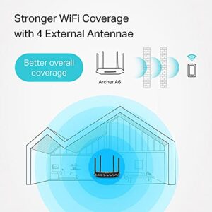 TP-Link AC1200 Gigabit WiFi Router (Archer A6) - 5GHz Dual Band Mu-MIMO Wireless Internet Router, Supports Guest WiFi and AP mode, Long Range Coverage